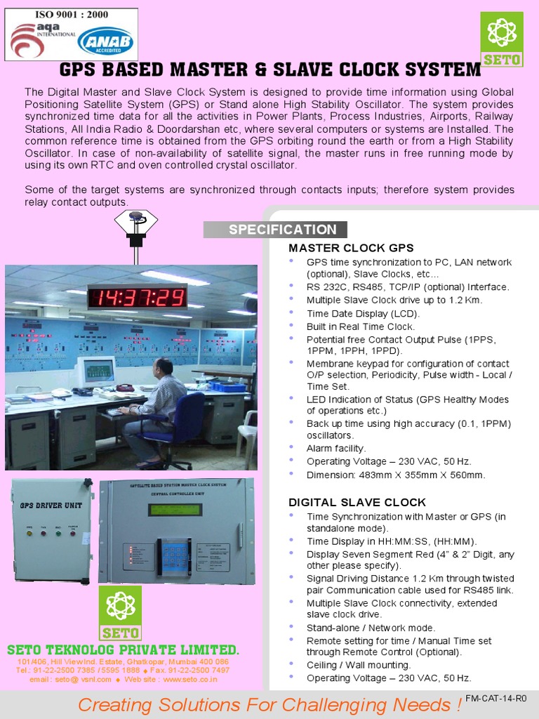 GPS Master Slave Clock System Synchronizes Devices | PDF | Global ...