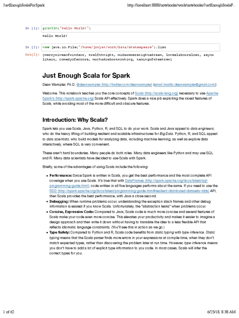 Just Enough Scala For Spark | PDF | Scala (Programming Language) | Apache Spark