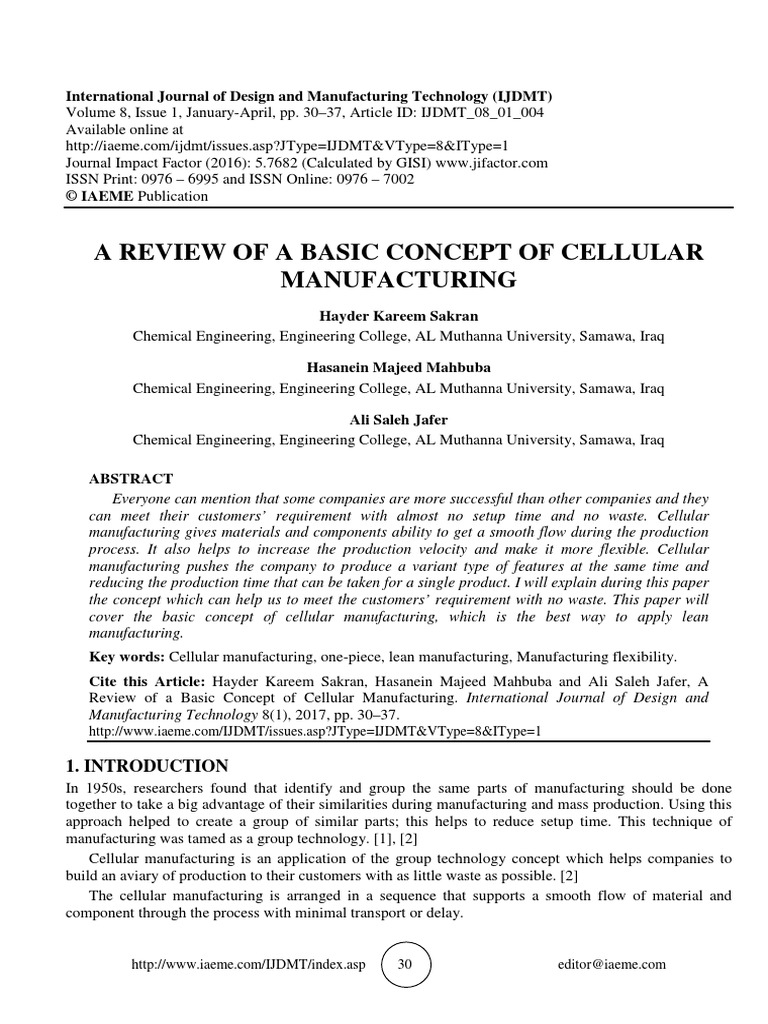 Cellular Manufacturing in Industry | PDF | Lean Manufacturing | Inventory