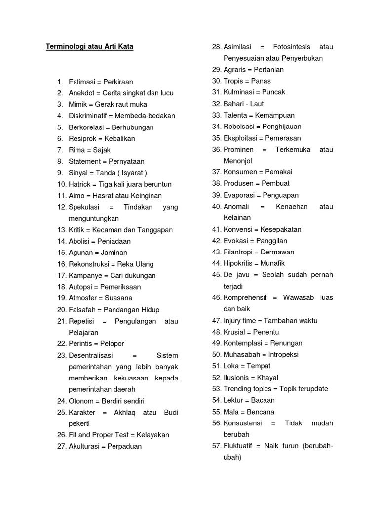 Terminologi Kata | PDF