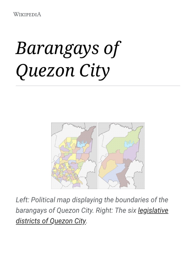 Barangays of Quezon City - Wikipedia | PDF | Philippines