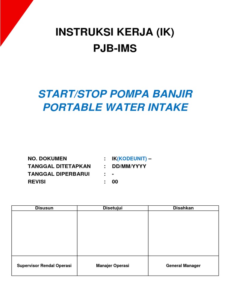 IK Pompa Banjir Portable Water Intake FIX | PDF