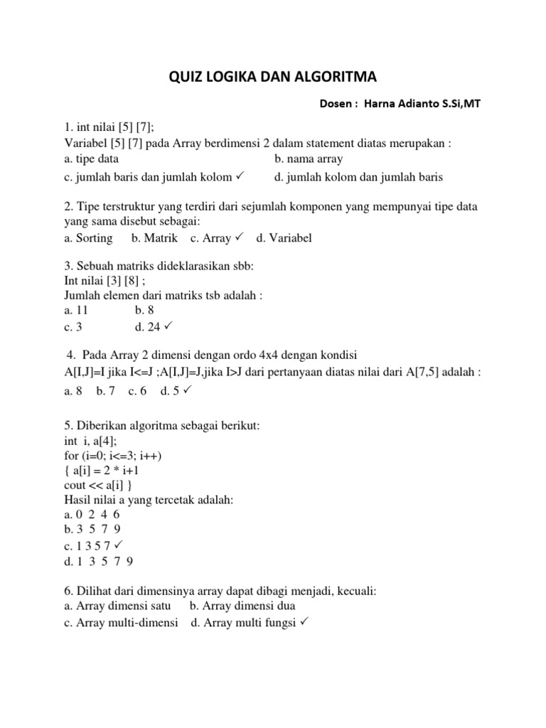 Kuis Algoritma dan Logika | PDF