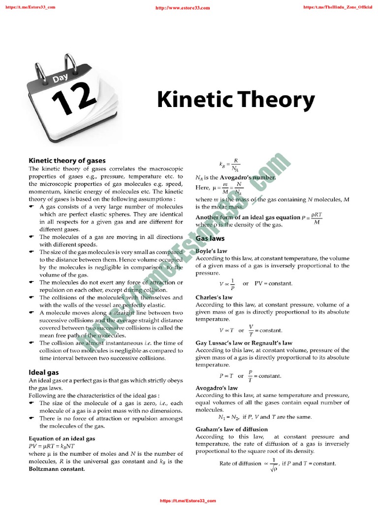 Day-6 Physics Quick Revision Notes-Kinetic Theory of Gases | PDF