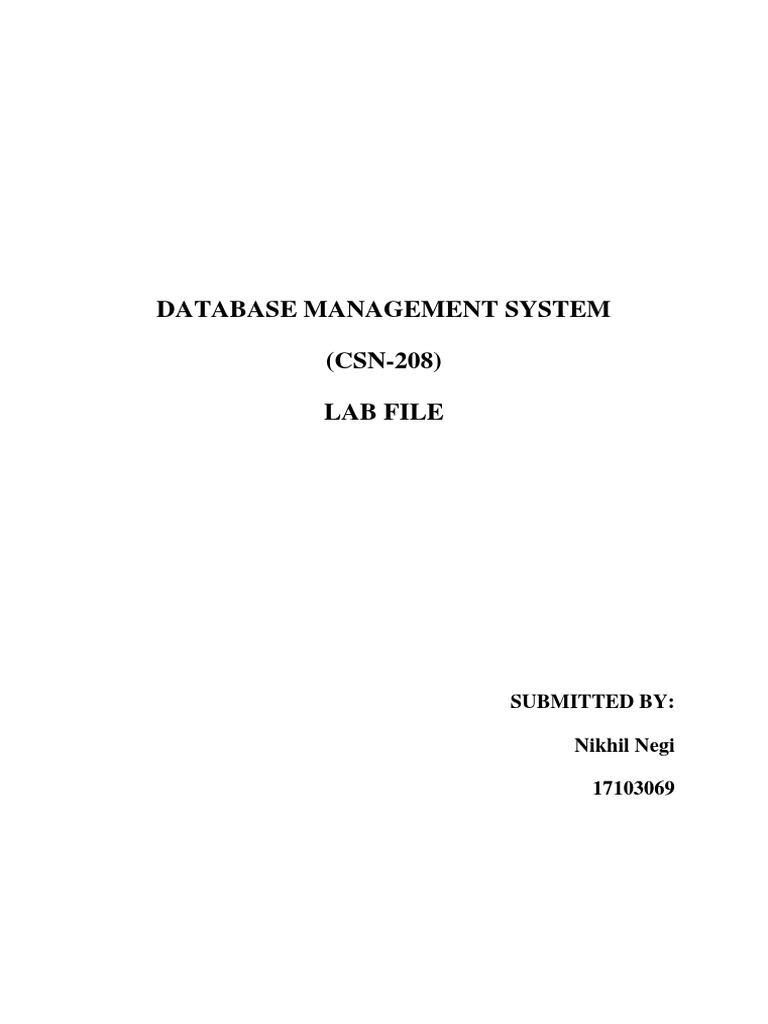 DBMS Assignment 1 | PDF | Information Management | Scientific Modeling