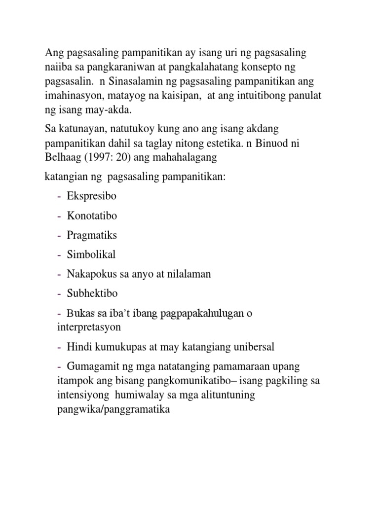 Ang Pagsasaling Pampanitikan Ay Isang Uri NG Pagsasaling Naiiba Sa ...