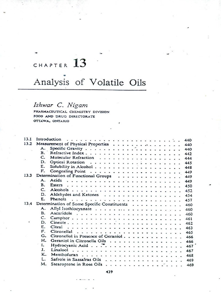 Analysis of Volatile Oils PDF | PDF | Ester | Ethanol