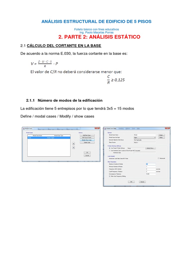 Análisis Estructural de Edificio de 5 Pisos-Parte 2 - Análisis Estático PDF | PDF | Ingeniería ...