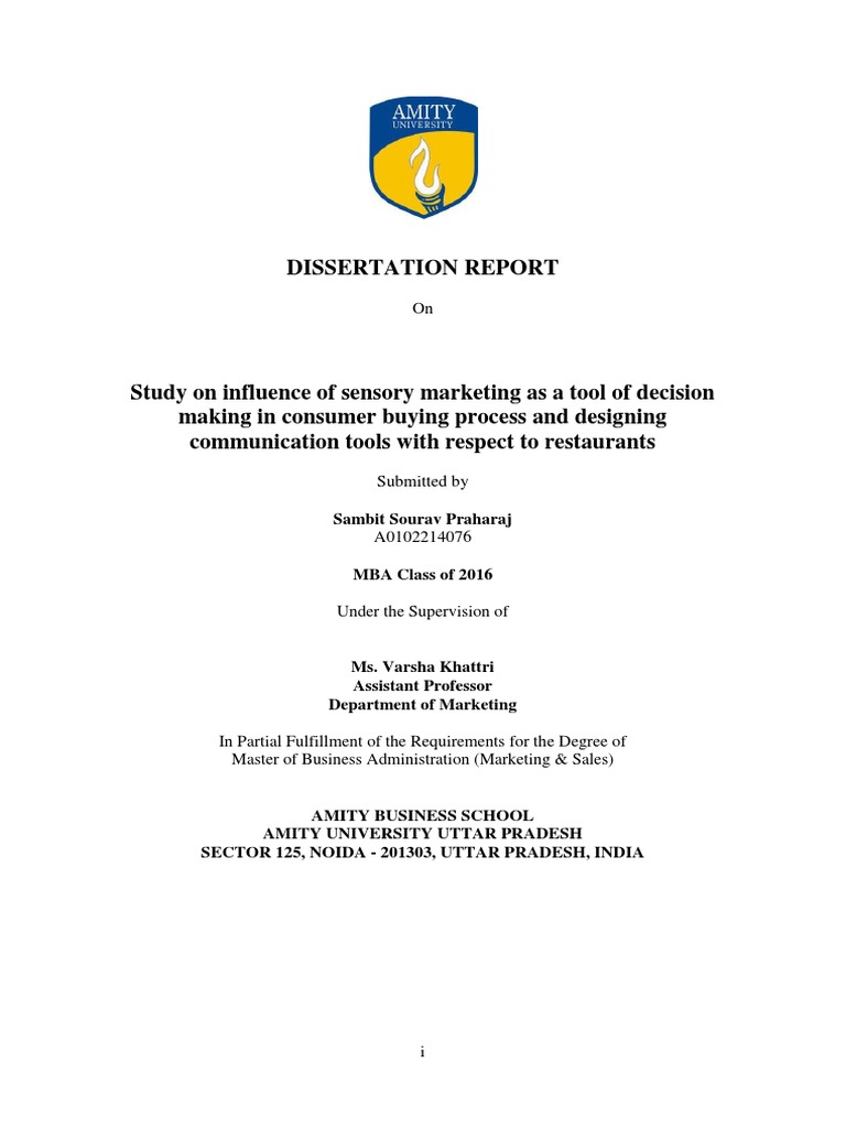 Dissertation Report | PDF | Thesis | Master Of Business Administration