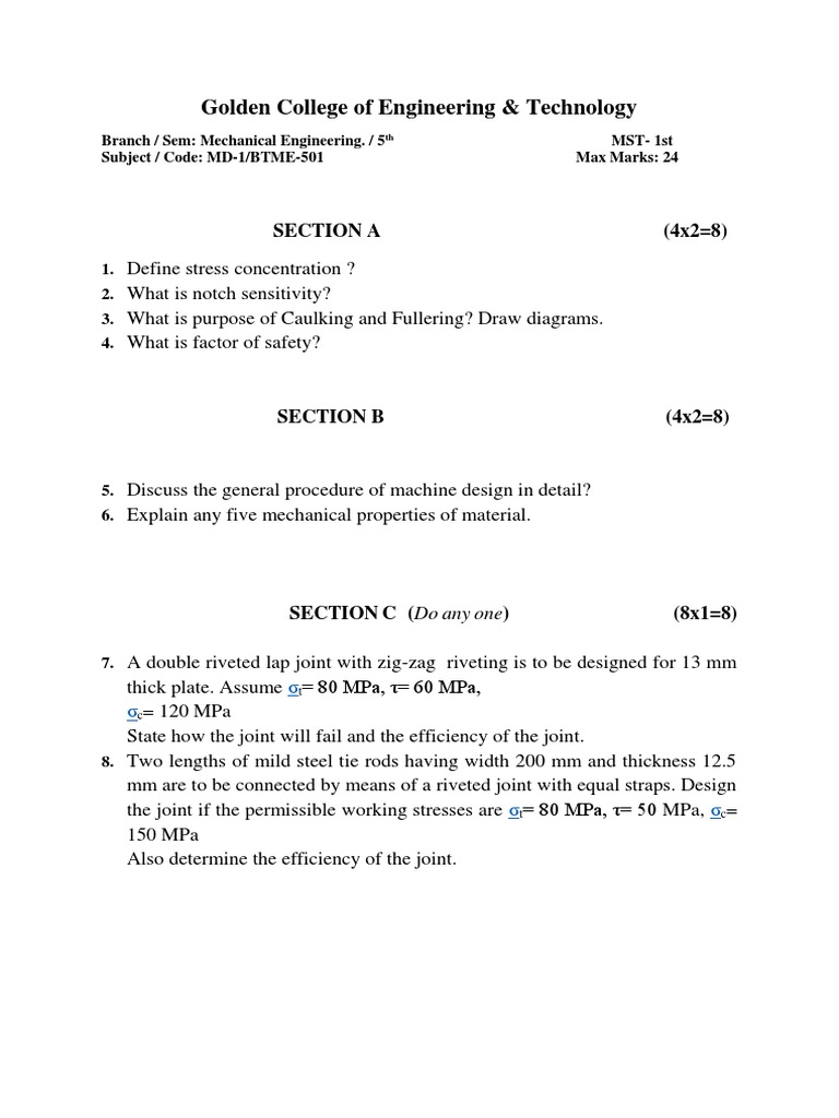Machine Design 1 | PDF