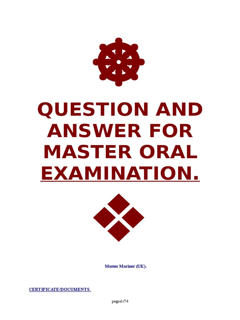 Master Oral Exam Q&A | PDF | Sea Captain | Marine Salvage