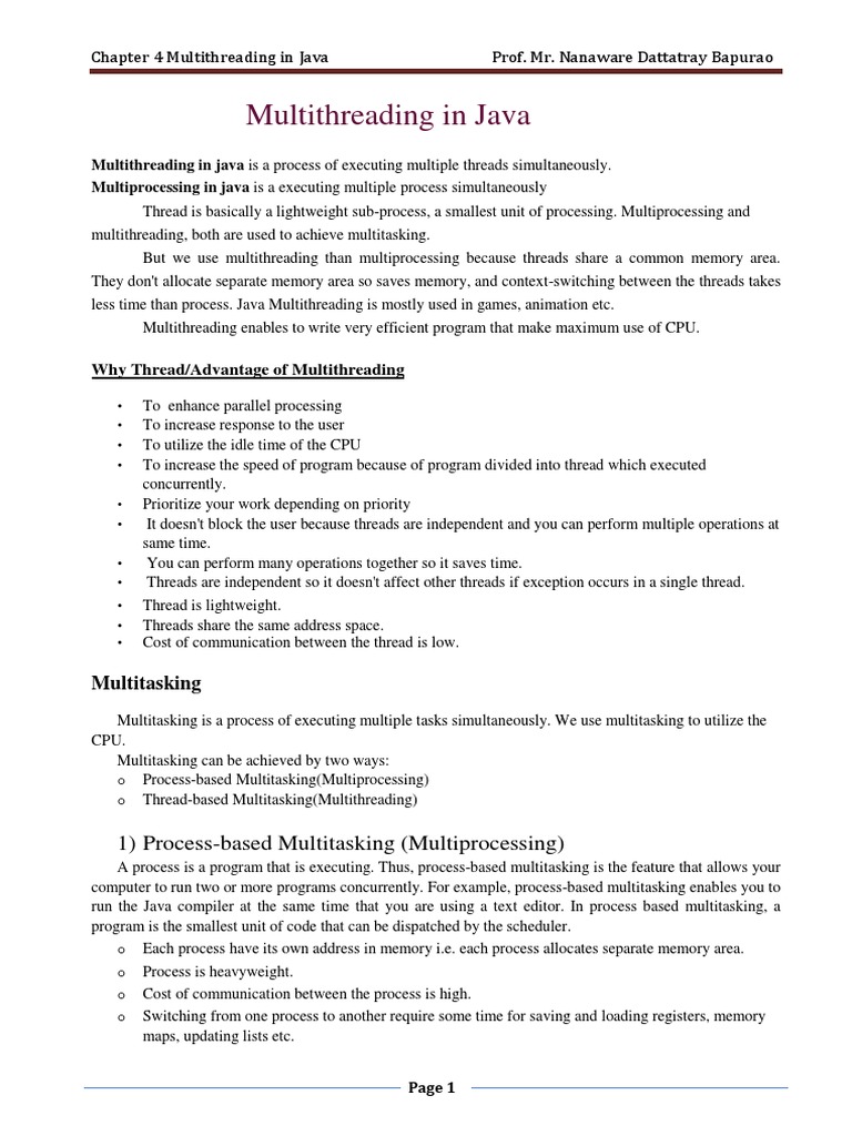 Chapter 4 Multithreading in Java PDF | Download Free PDF | Process ... Chapter 4 Multithreading in Java PDF | Download Free PDF | Process ...