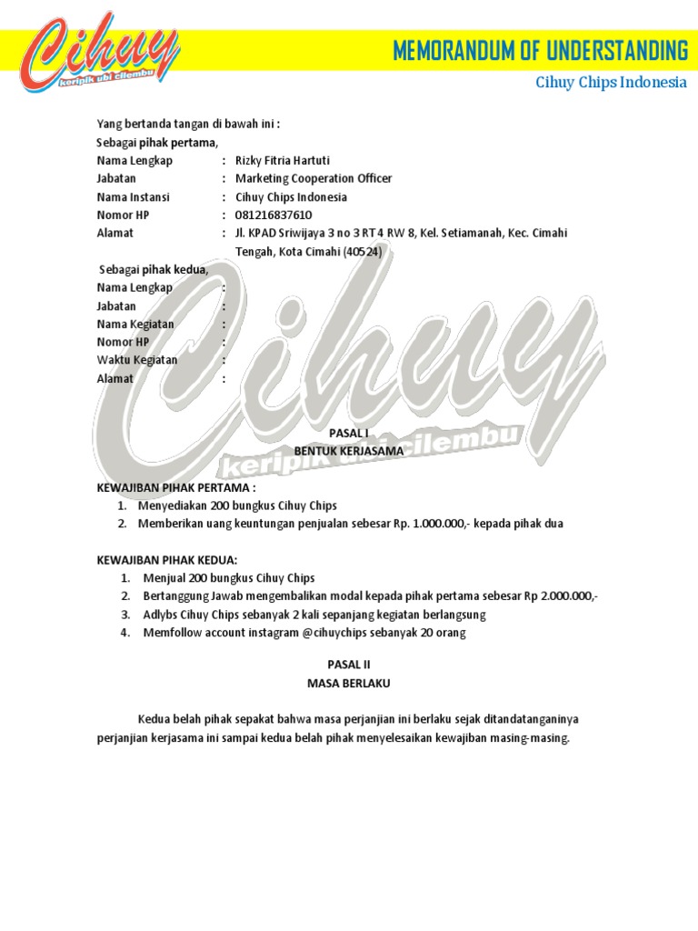 Contoh Mou | PDF