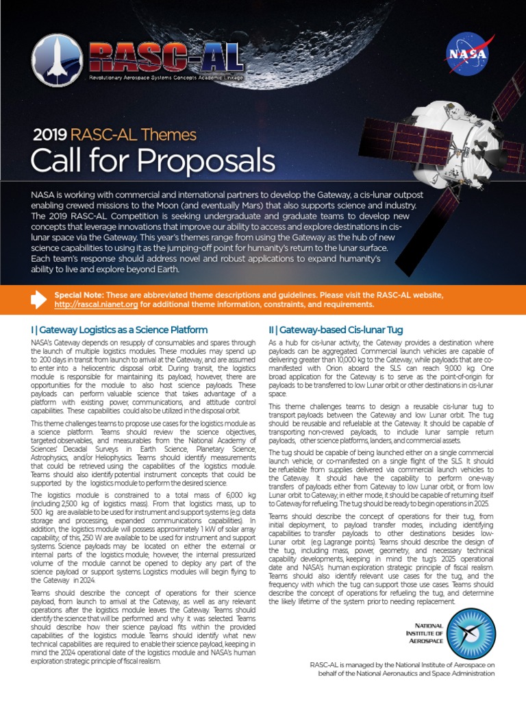 2019 RASCAL Flyer August Final | PDF | Nasa | Orion (Spacecraft)
