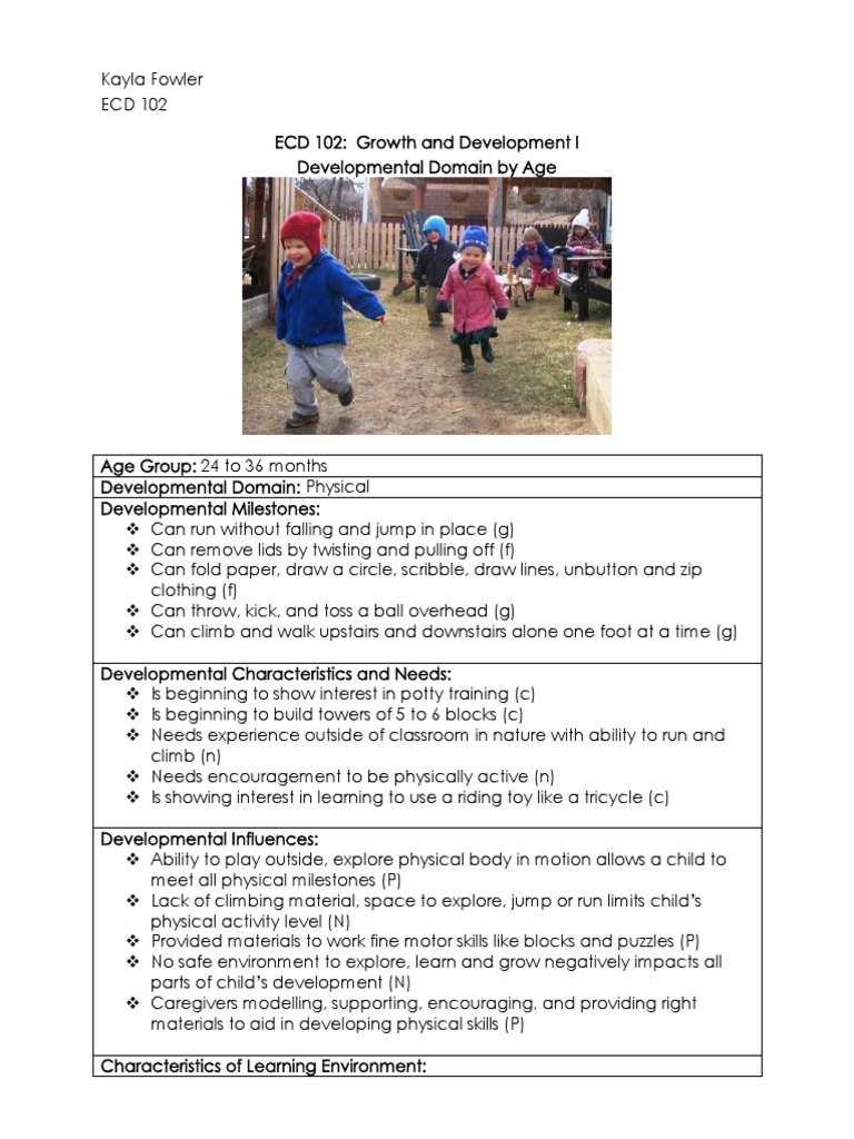 Ecd 102 24 To 36 Months Physical Developmental Domain Information Page ...