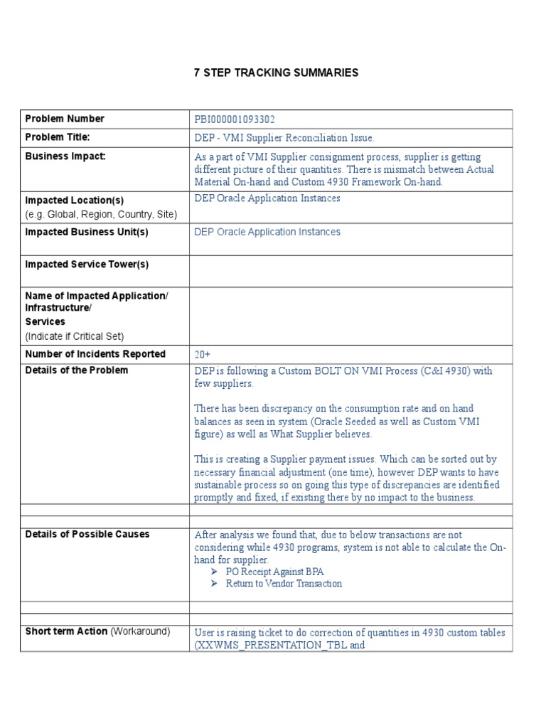 7 Step Tracking Summaries: (E.g. Global, Region, Country, Site) | PDF ...