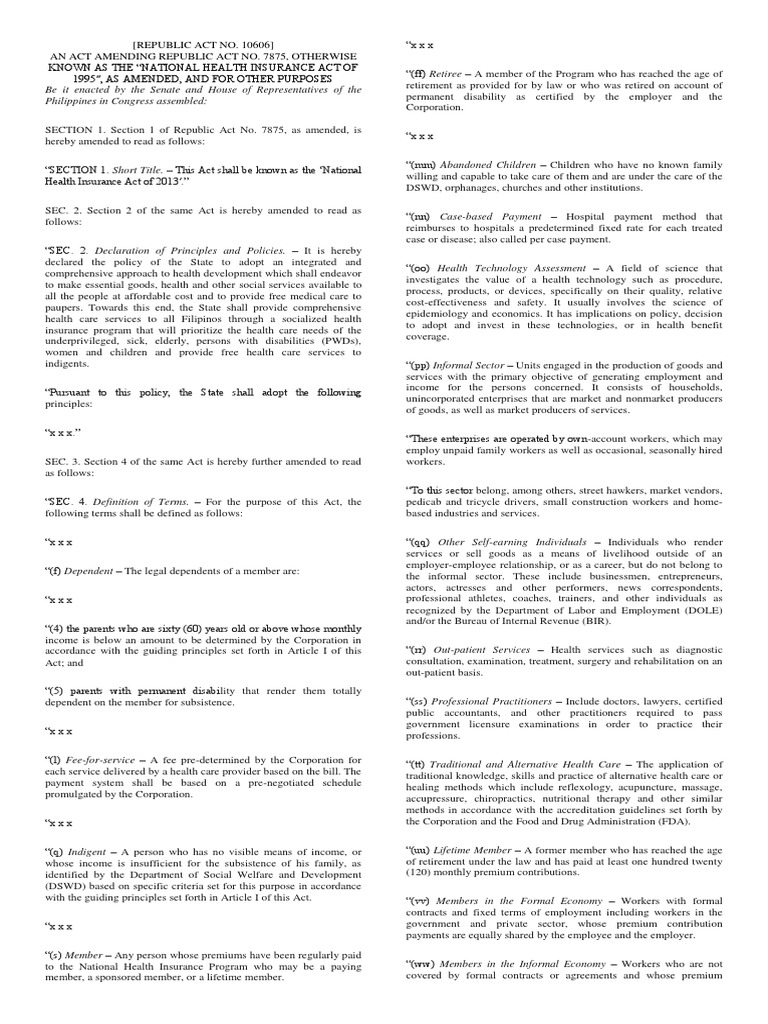 PhilHealth Law | PDF | Debt | Employment