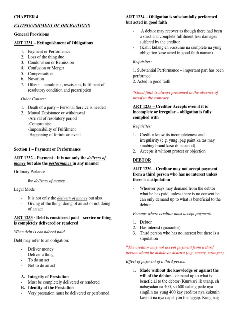 Substantial Performance of Obligations and the Effects of Payment to ...