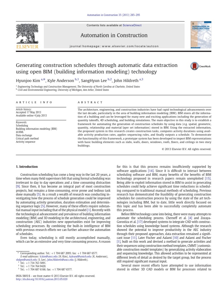 Generating Construction Schedules Through Automatic Data Extraction Using Open BIM (Building ...