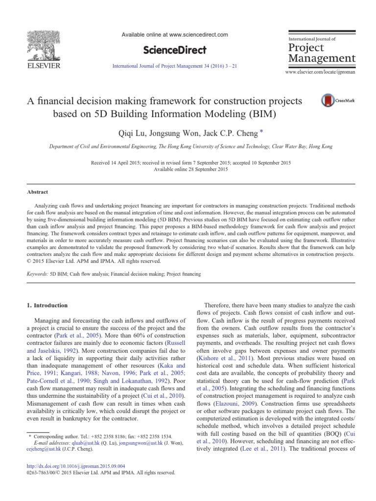 A Financial Decision Making Framework For Construction Projects Based ...