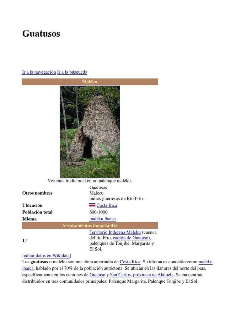 Guatusos | PDF | Pueblos Indígenas de las Américas | Centroamérica