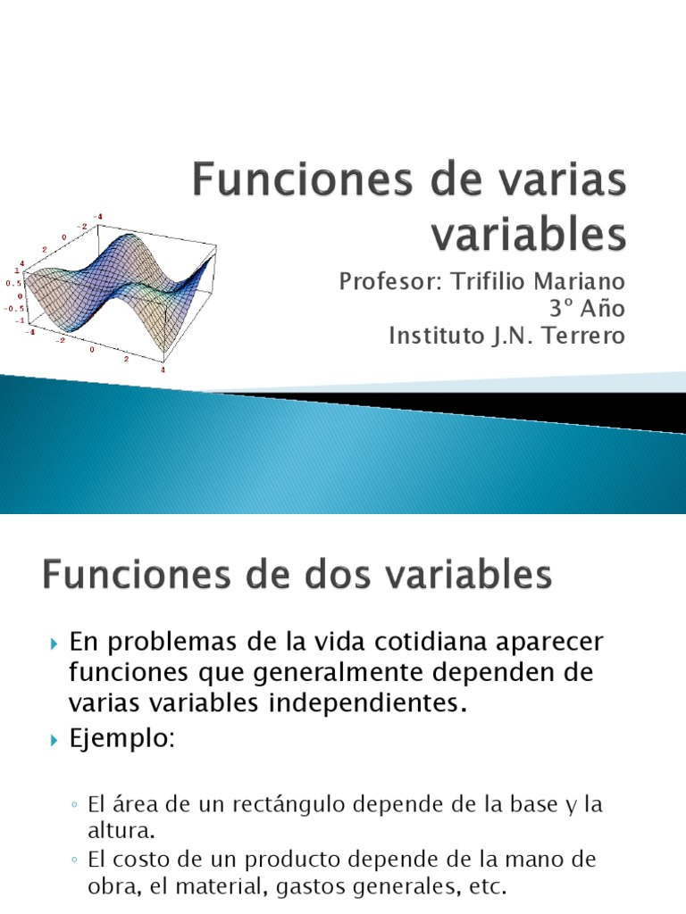 Funciones de Varias Variables PDF | PDF | Función (Matemáticas ...