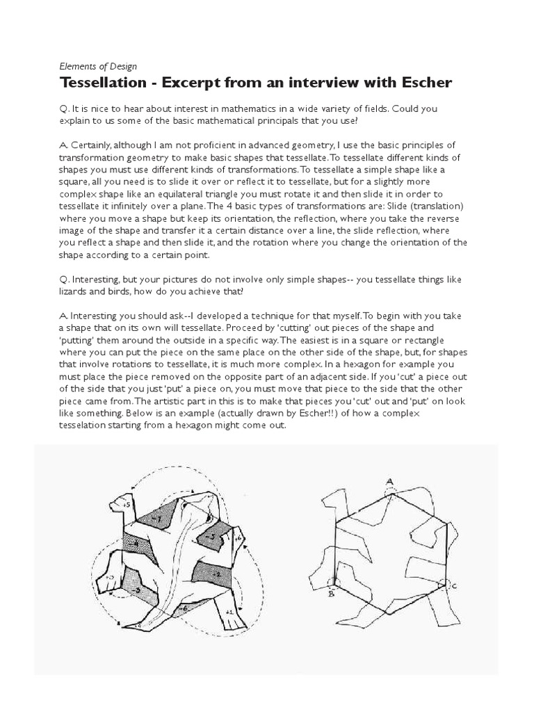Tessellation - Excerpt From An Interview With Escher: Elements of ...