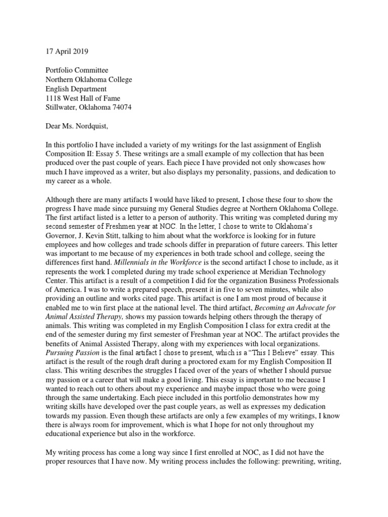 Portfolio Cover Letter | PDF | Communication | Cognition