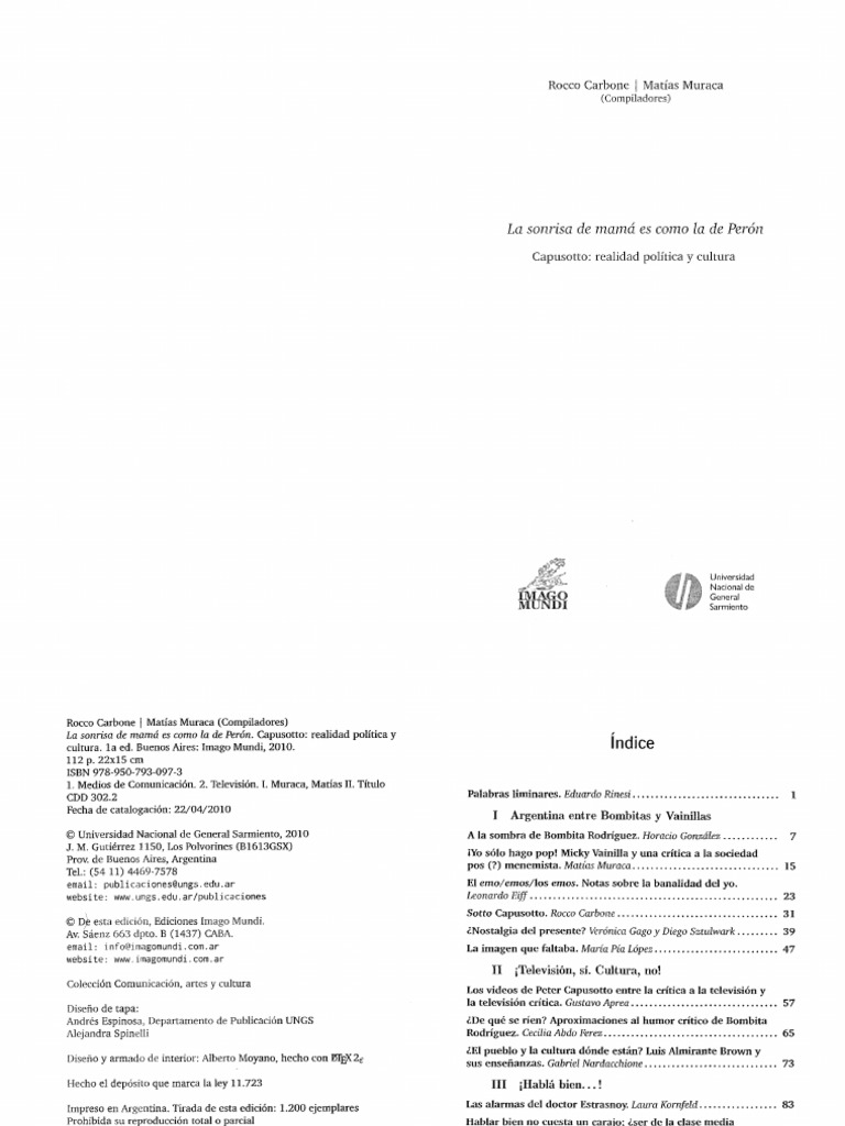 CARBONE, R. y MURACA, M. La Sonrisa de Mamá Es Como La de Perón | PDF ...