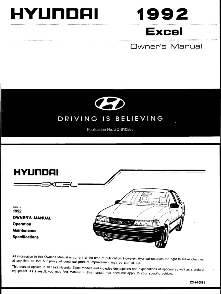 Manual Hyundai Excel 92 | PDF