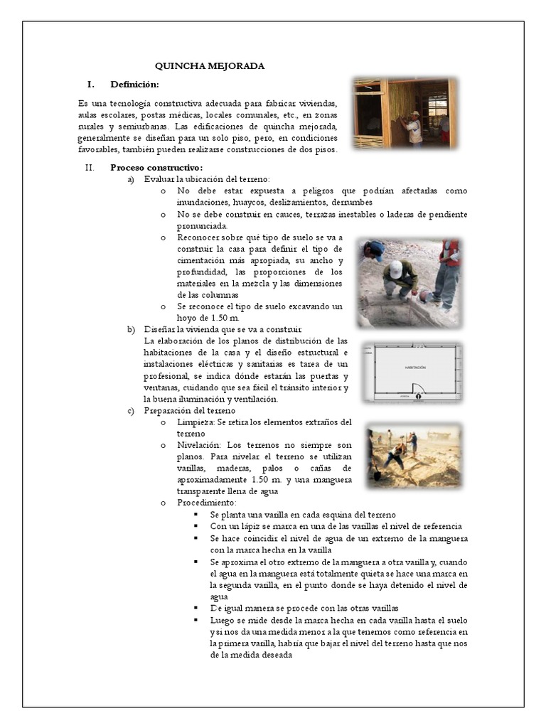 Construcción de Casa de Quincha Mejorada | PDF | Fundación (Ingeniería ...