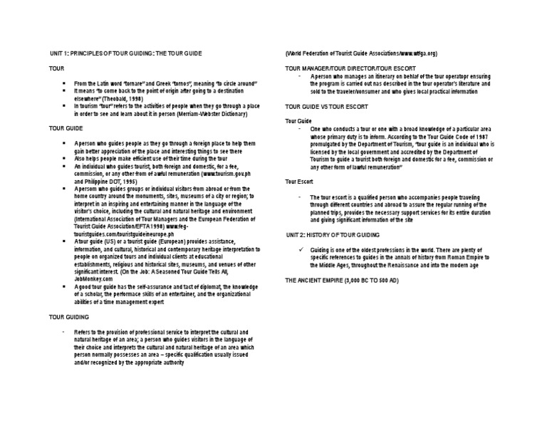 Unit I Tour Guiding | PDF | Tourism | Museum