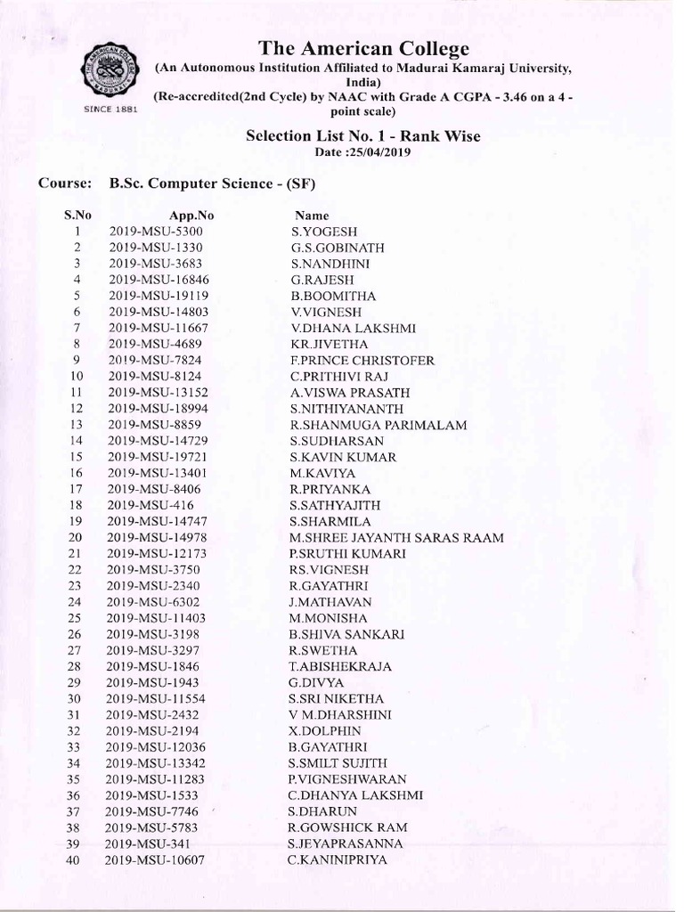 B.SC Computer Science SF List I | PDF