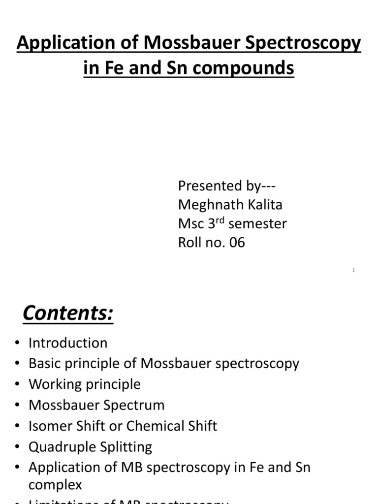 Application of Mossbauer Spectroscopy in Fe and SN | PDF | Chemical ...