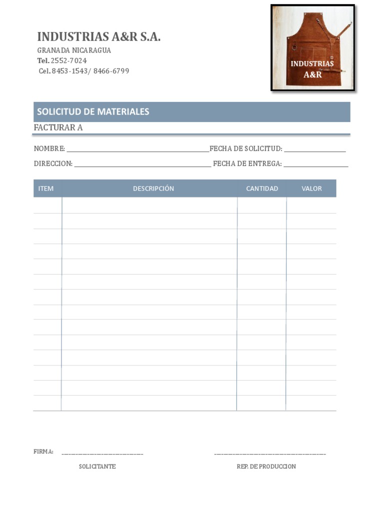 Solicitud de Materiales | PDF | Negocios