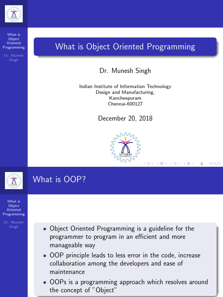 What Is Object Oriented Programming: Dr. Munesh Singh | PDF ...