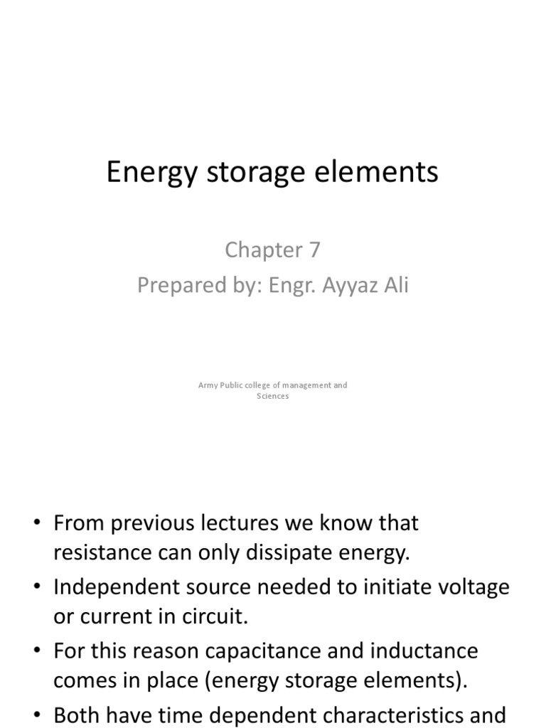 Energy Storage Elements Overview | PDF | Inductor | Inductance
