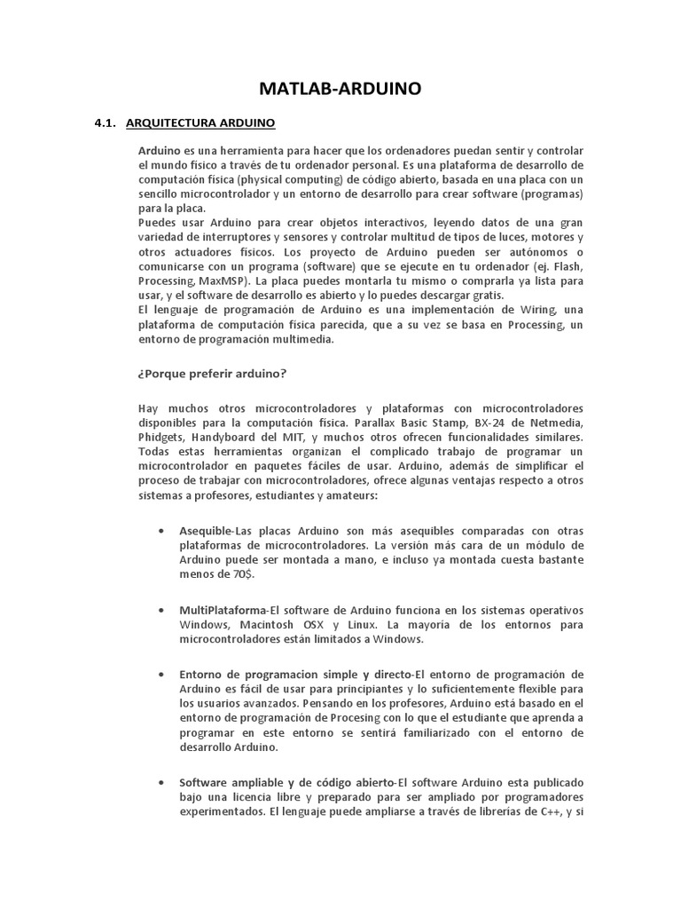 Matlab Arduino | PDF | Arduino | Microcontrolador