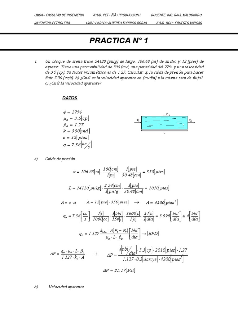 Practica 1pet - 208 Produccion Petrolera UMSA | PDF | Física Aplicada e Interdisciplinaria ...