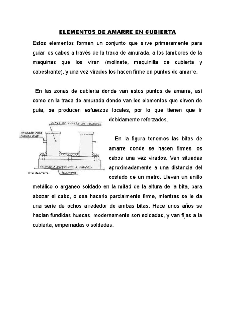 Elementos de amarre y fondeo en cubierta | PDF | Ancla | Acero