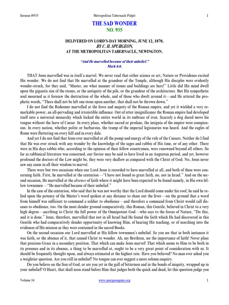 #935 - The Sad Wonder | PDF | Jesus | Sin