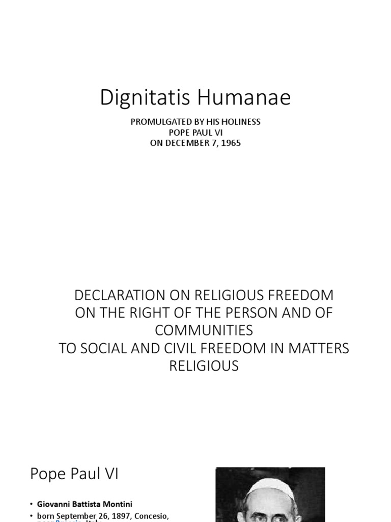 Dignitatis Humanae: Promulgated by His Holiness Pope Paul Vi On ...