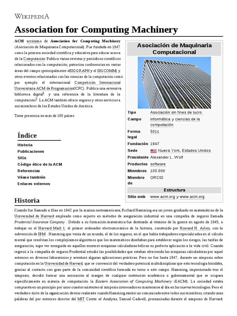 Association For Computing Machinery | Descargar gratis PDF | Asociación ...