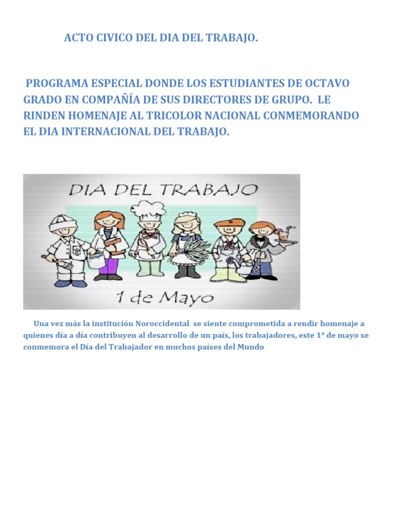 Acto Civico Del Dia Del Trabajo | Descargar gratis PDF | Organización ...