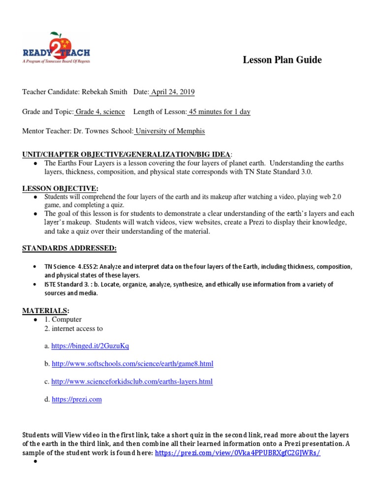 Edtpa Lesson Plan-4 | Download Free PDF | Earth | Teachers