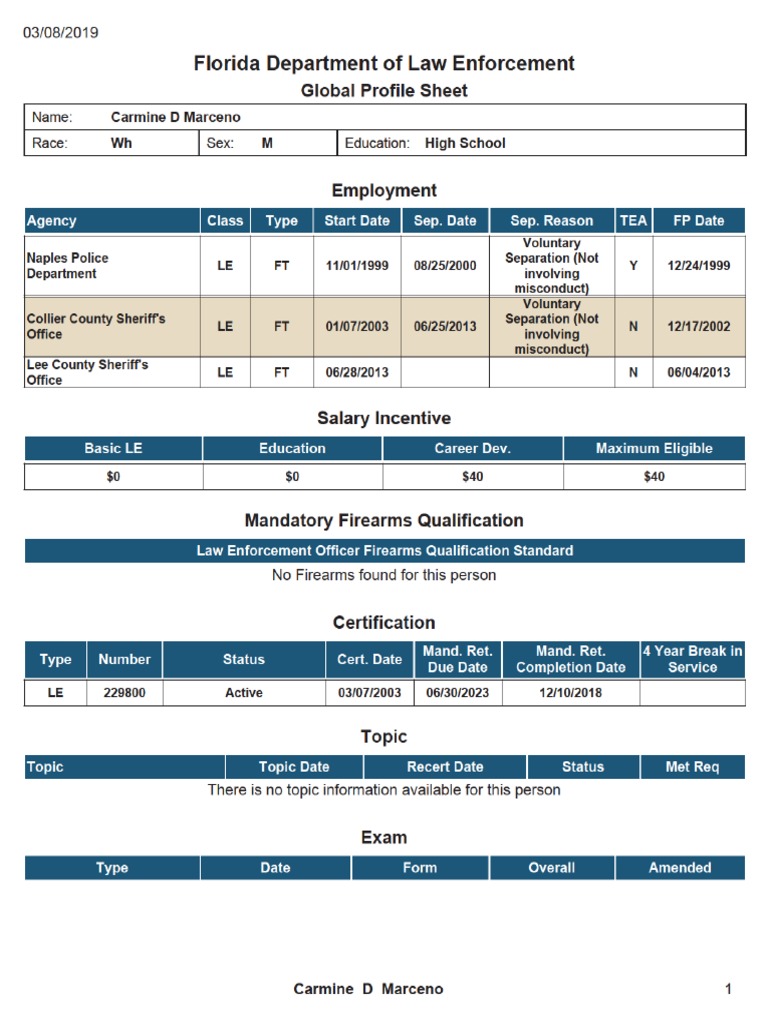 FDLE Global Profile Carmine Marceno | Government Agencies Of The United ...