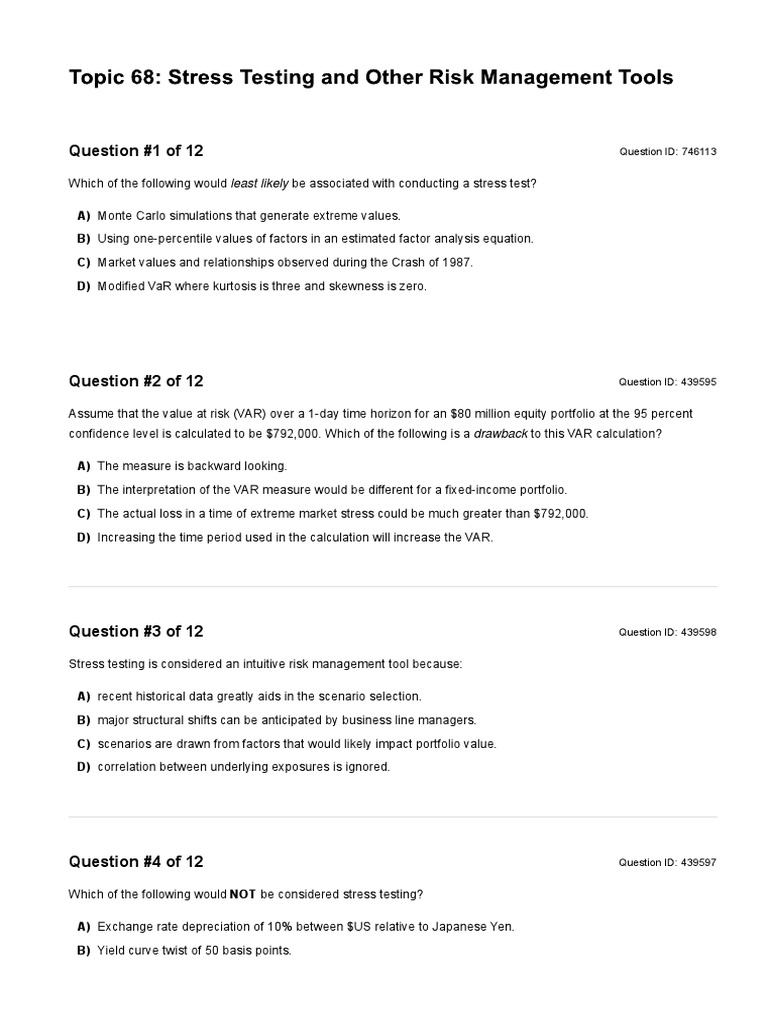 Stress Testing in Risk Management | PDF | Value At Risk | Risk