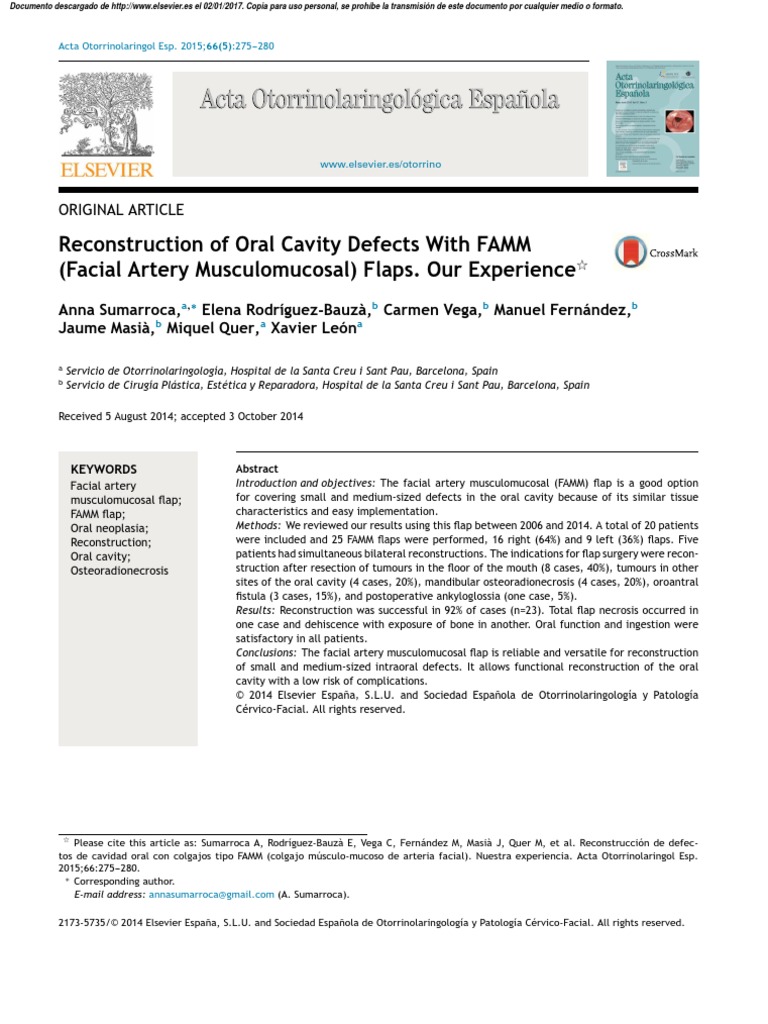 Reconstruction of Oral Cavity Defects | PDF | Surgery | Medical Specialties