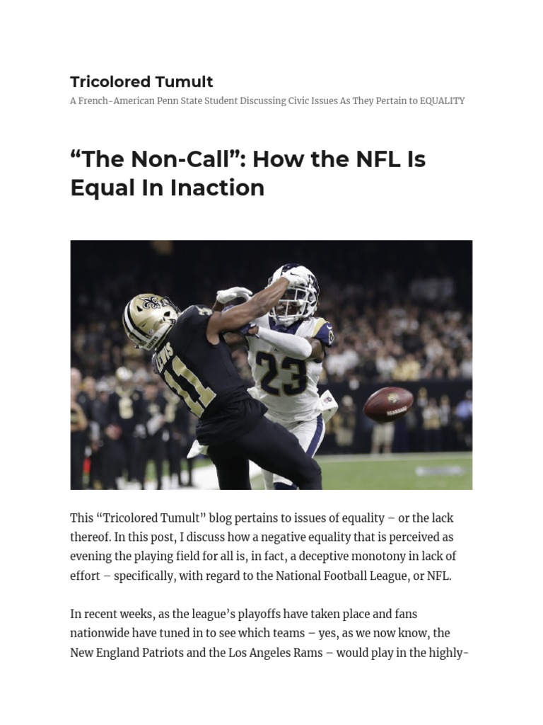 "The Non-Call": How The NFL Is Equal in Inaction: Tricolored Tumult ...
