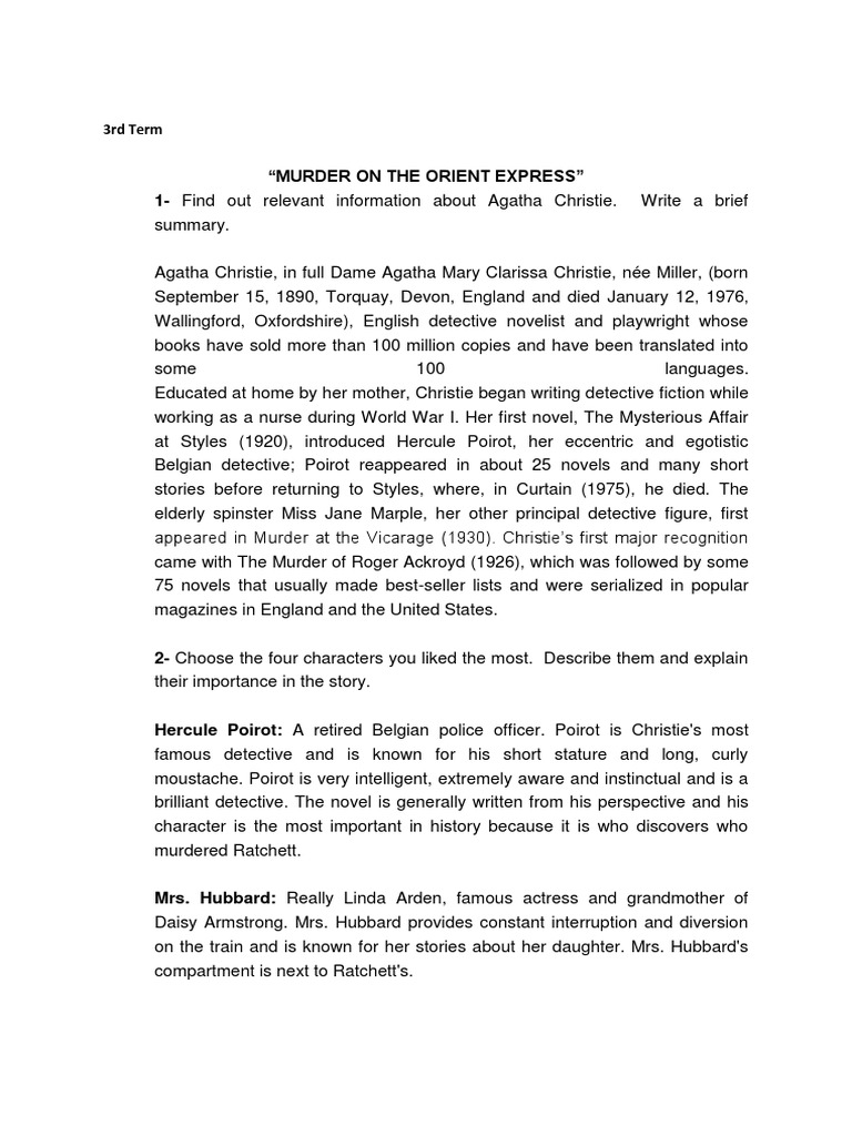 Murder On The Orient Express | PDF | Detective Fiction | Agatha Christie